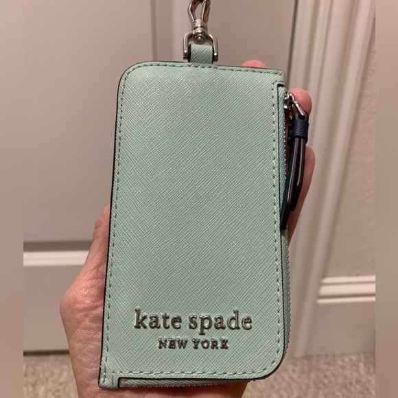 kate spade | Accessories | Kate Spade Card Case Lanyard Mint Green ...